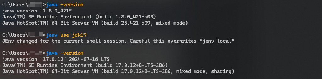 Win11使用JEnv管理多版本jdk
