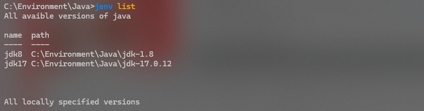 Win11使用JEnv管理多版本jdk